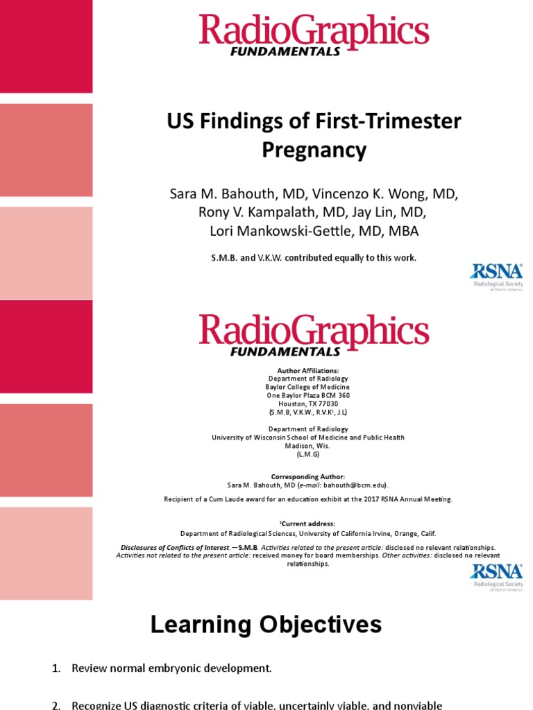 US Findings of 1st Trimester Pregnacy | PDF | Implantation (Human ...