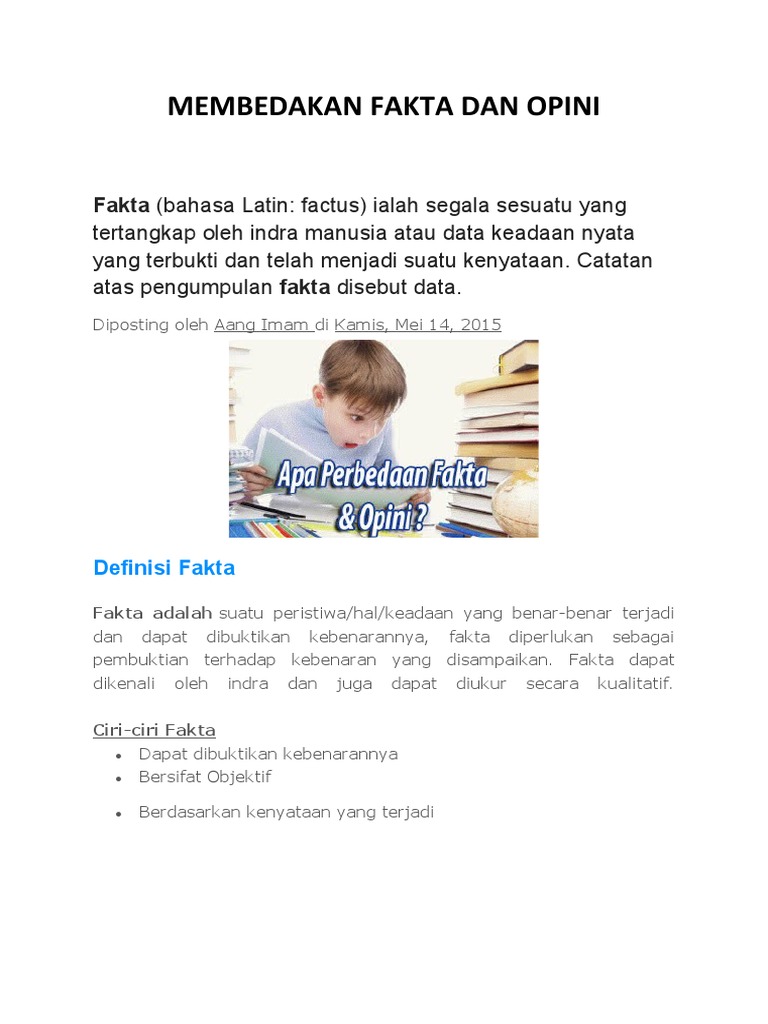 Perbedaan Fakta dan Opini dalam Teks | PDF