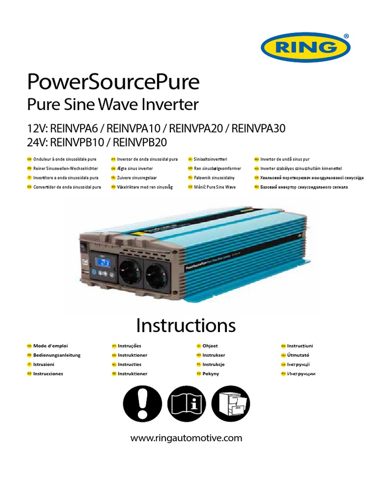 Pure Sine Inverter EU Instructions 01 | PDF | Power Inverter | Mains ...
