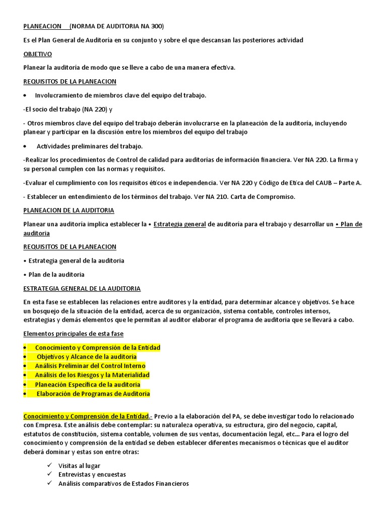 Auditoria Planeacion | PDF | Auditoría | Planificación