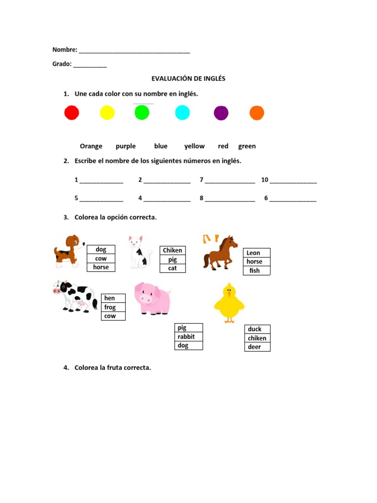 Evaluacion de Ingles | PDF Evaluacion de Ingles | PDF