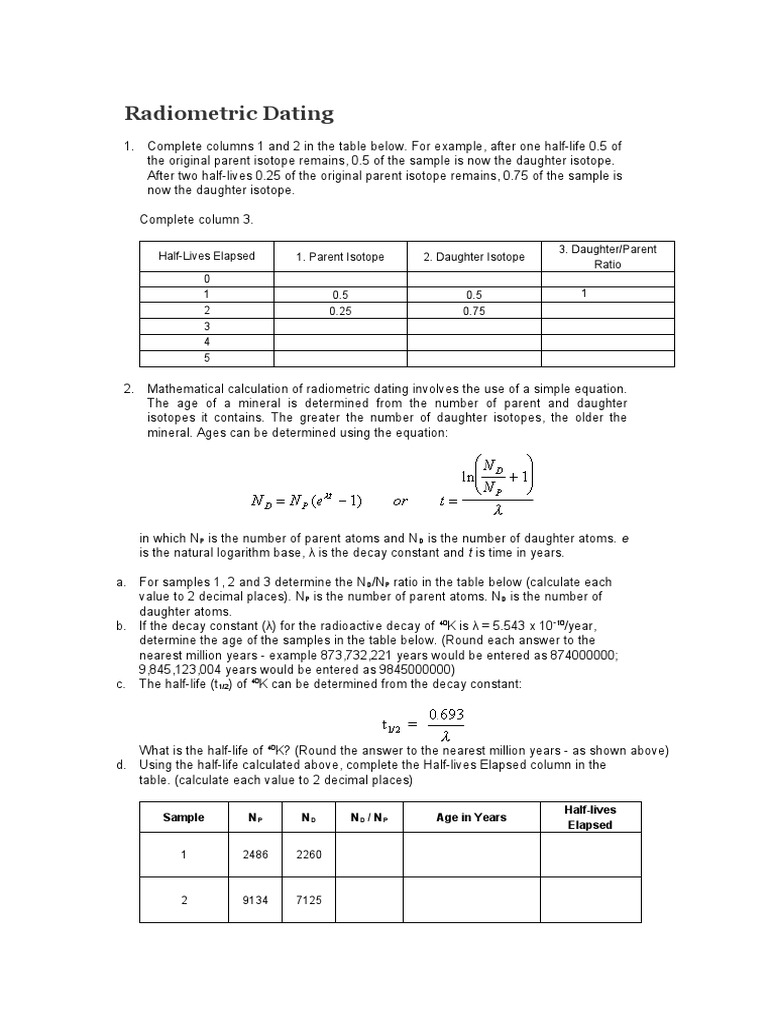 Radiometric Dating-Exercise2-091015 | PDF | Radioactivity | Physical ...