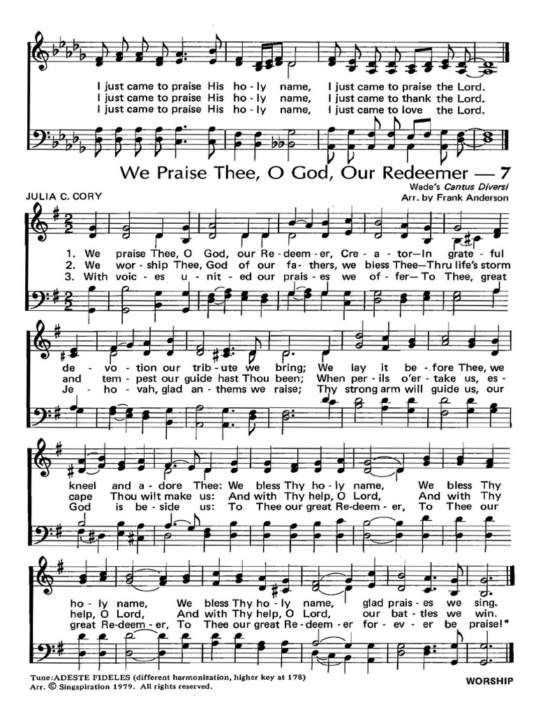 We Praise Thee O God Our Redeemer | PDF