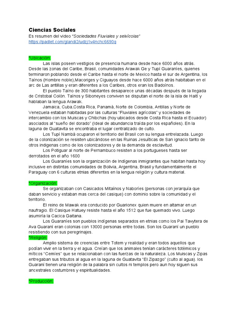 Resumen Soc. Fluviales y Selvicolas | PDF | Pueblos Indígenas de las ...