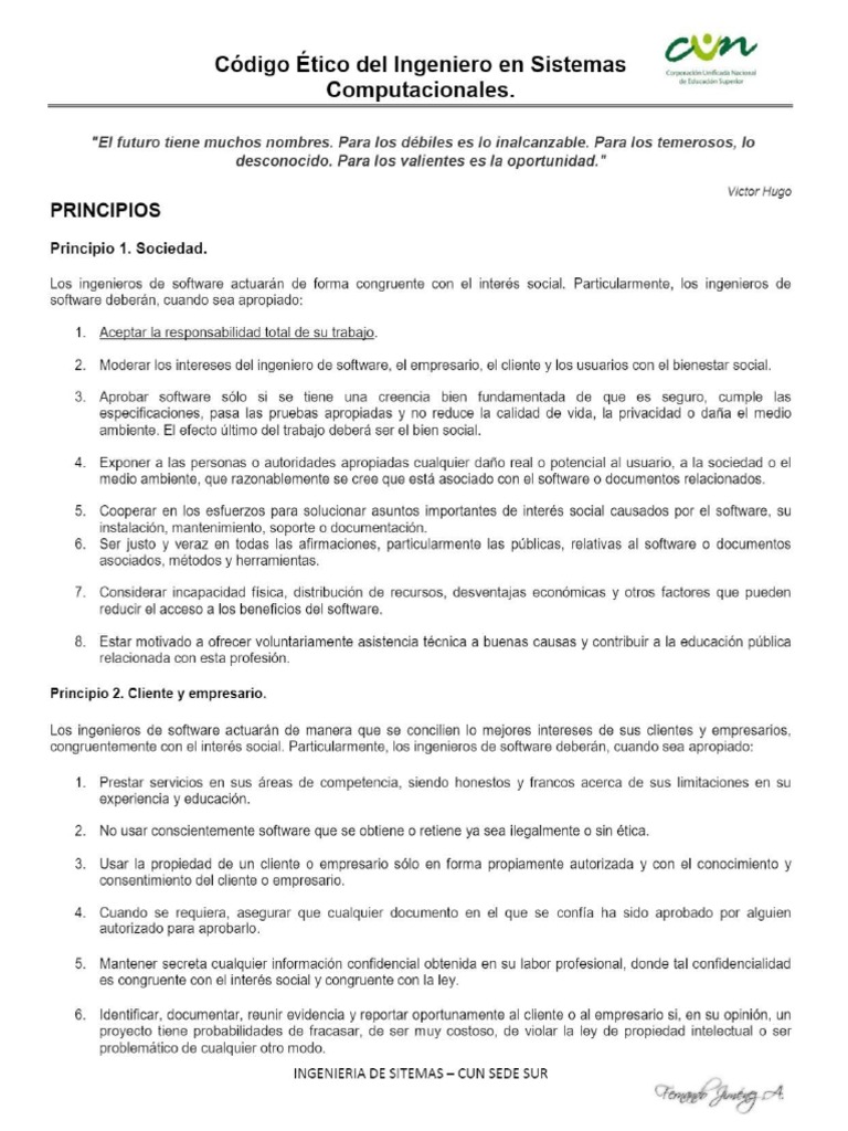 Código Ético Del Ingeniero en Sistemas Computacionales. - PDF | PDF