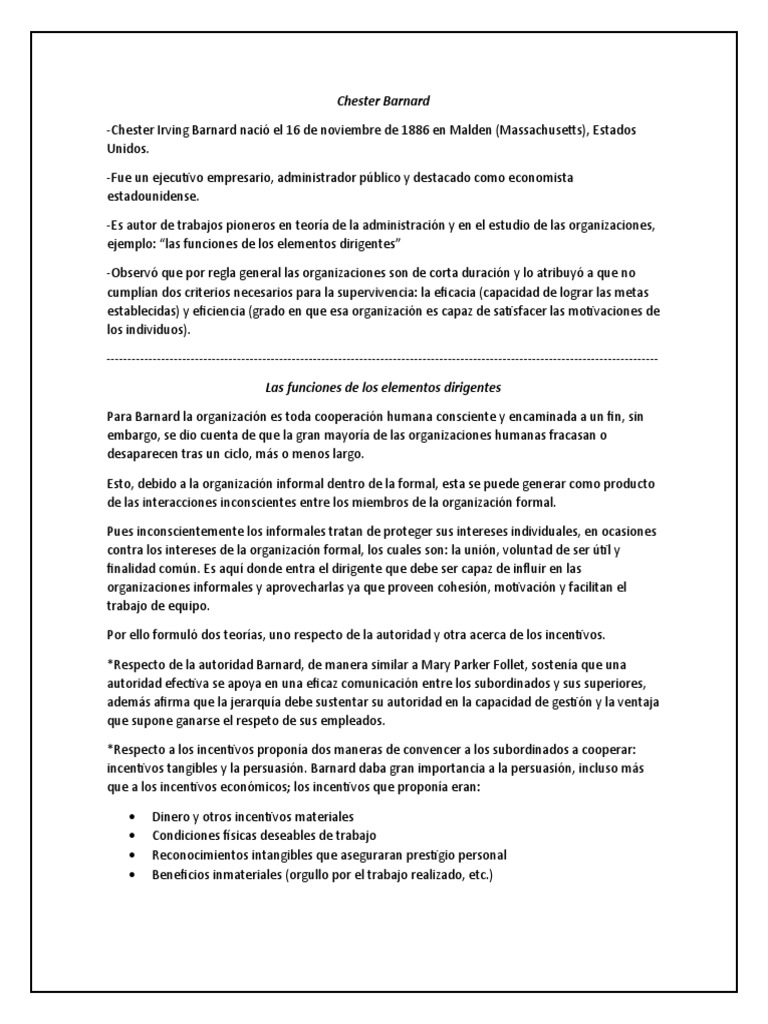 Chester Barnard | PDF | Economias