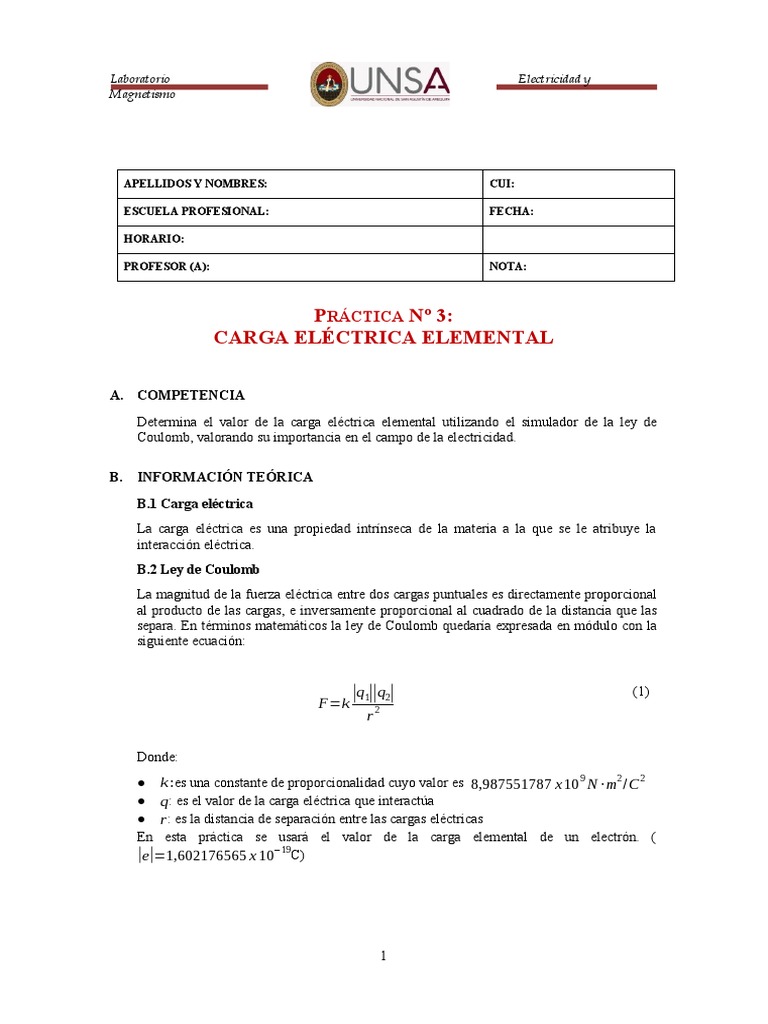 3 Carga Eléctrica Elemental - Actualizada 2021 | PDF | Fuerza | Carga ...