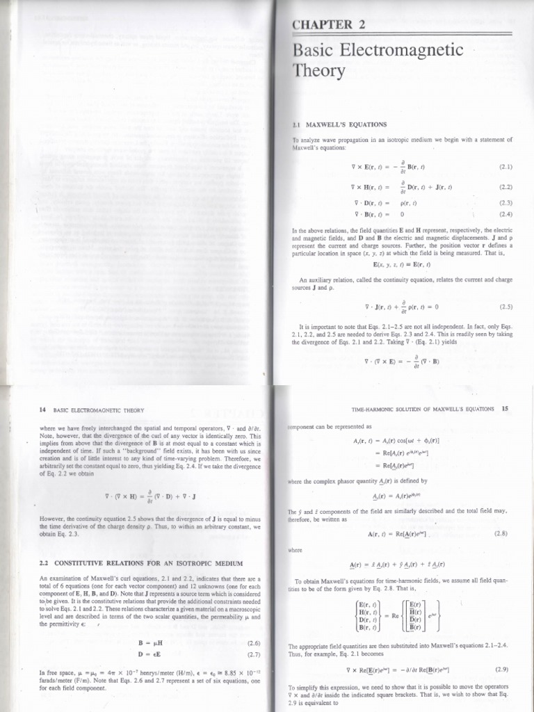 Cap. 2 Basic Electromagnetic Theory | PDF