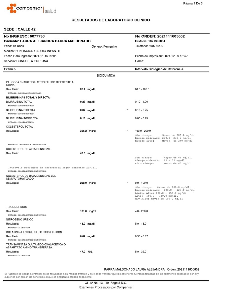 Resultados de Laboratorio Clínico | PDF | Diabetes | Biomoléculas