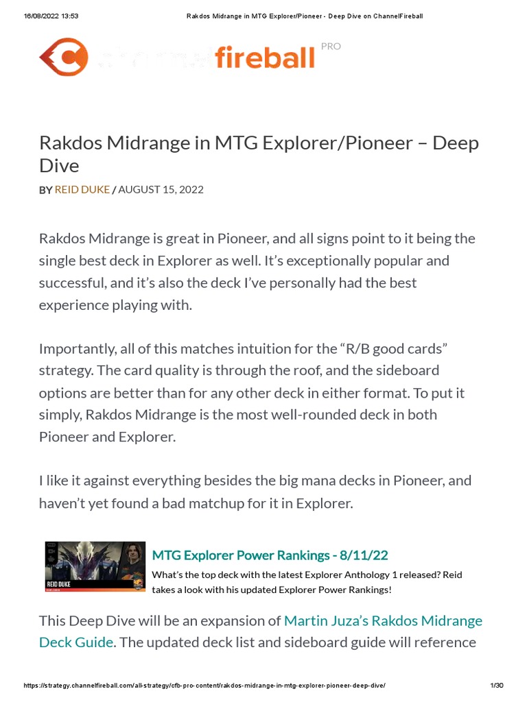 Rakdos Midrange in MTG Explorer - Pioneer - Deep Dive On ChannelFireball - Compressed | PDF