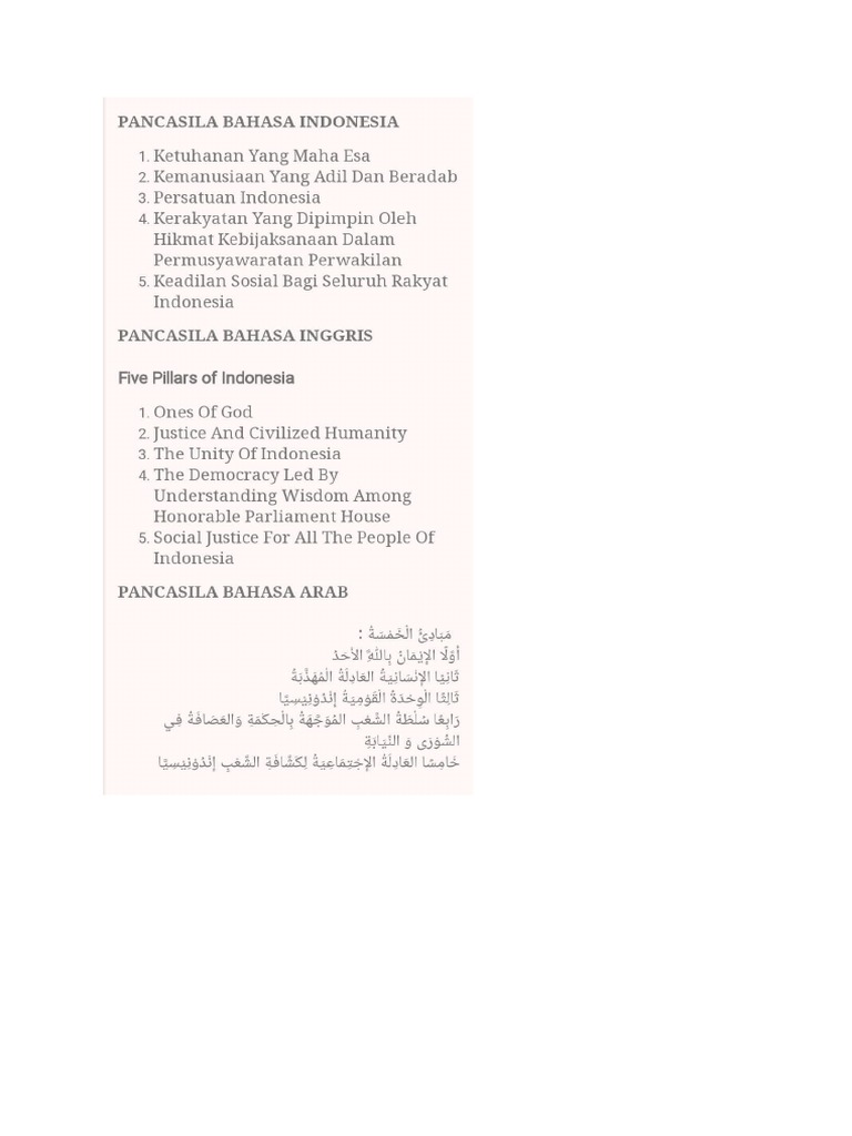 Teks Pancasila 3 Bahasa | PDF