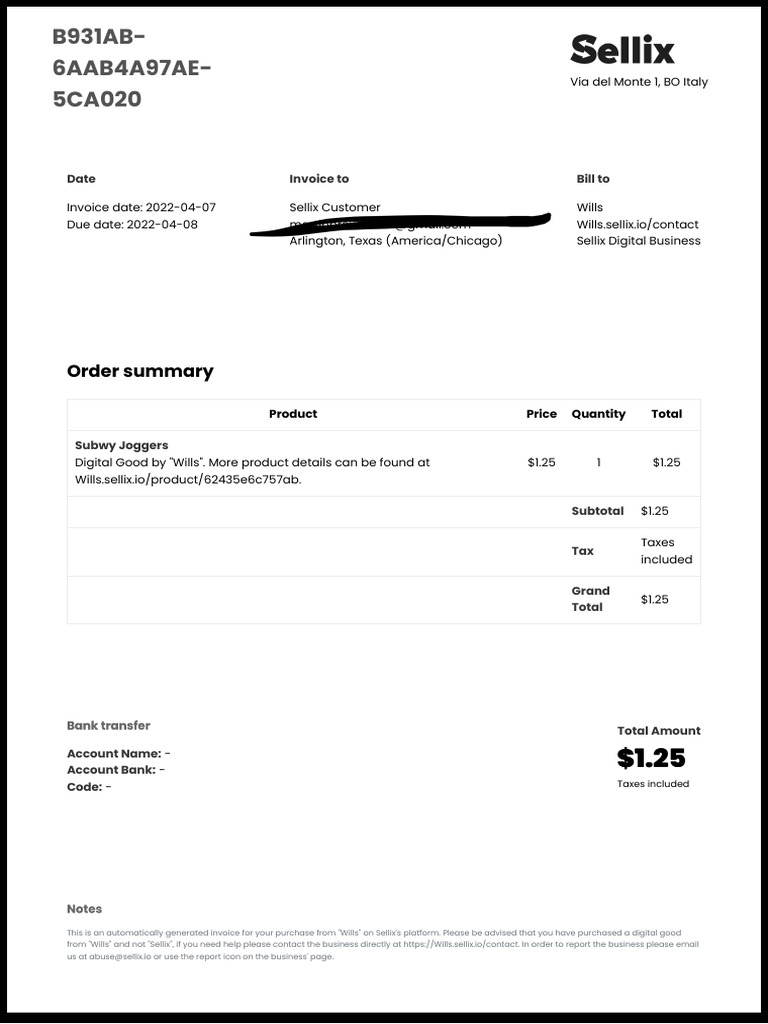 Sellix Invoice for Digital Purchase | PDF | Invoice | Economies