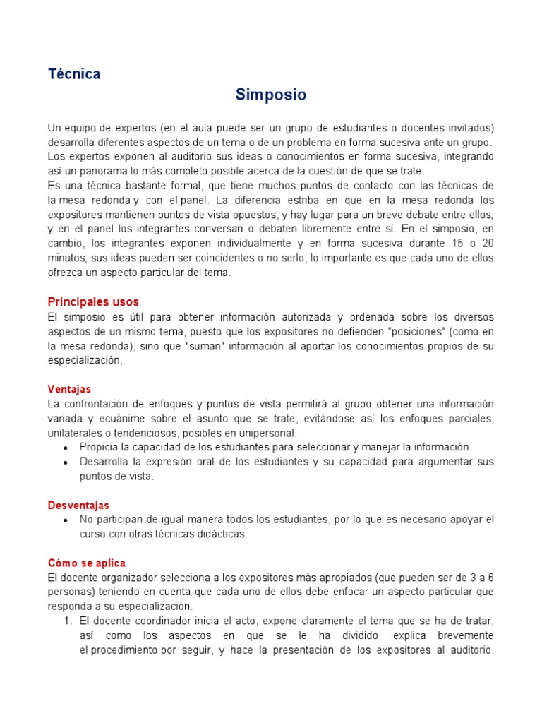 Técnica Simposio | PDF | Plan de estudios