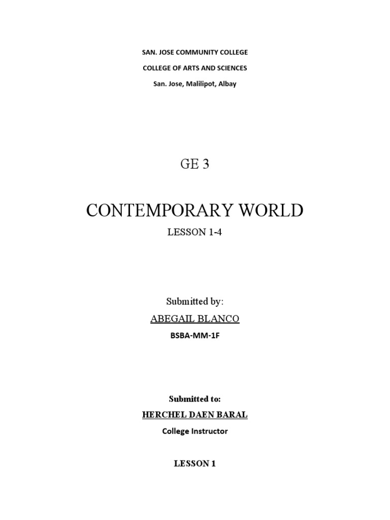 Contemporary World. Module 1 4 | PDF | Globalization | Human Migration