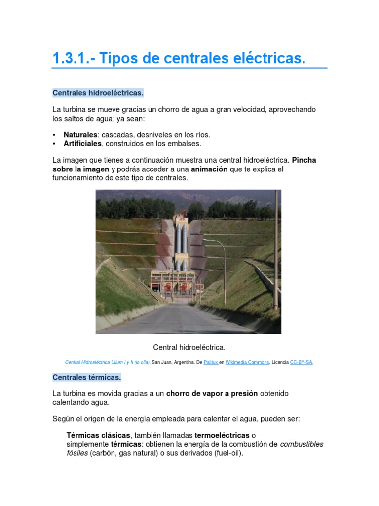 Tipos de Centrales Electricas | PDF | Energía eólica | Generación eléctrica