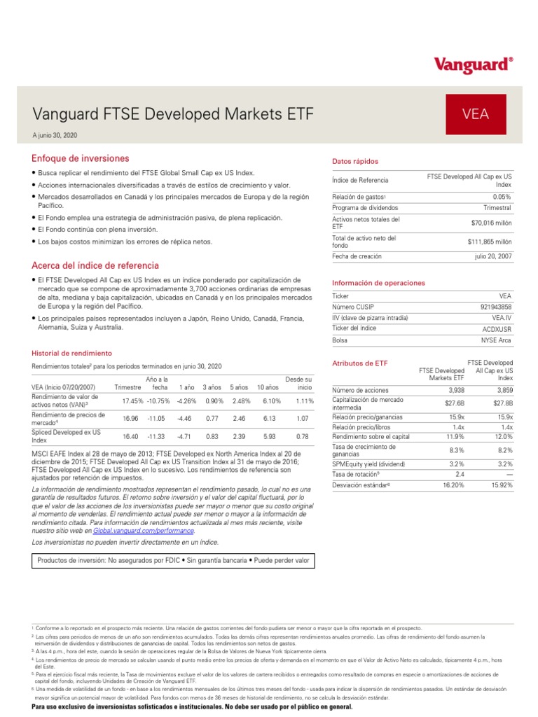 Vanguard FTSE Developed Markets ETF | PDF | Fondo de inversion | Economias