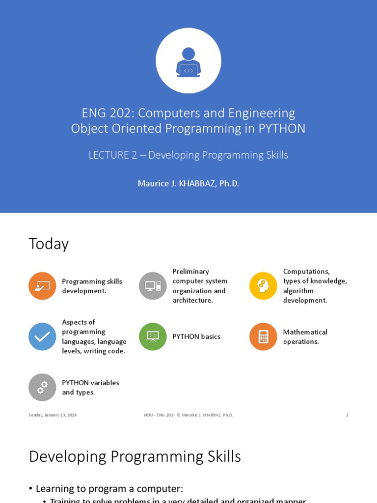 Lecture 2 Developing Programming Skills Pdf Computer Program Programming 1448