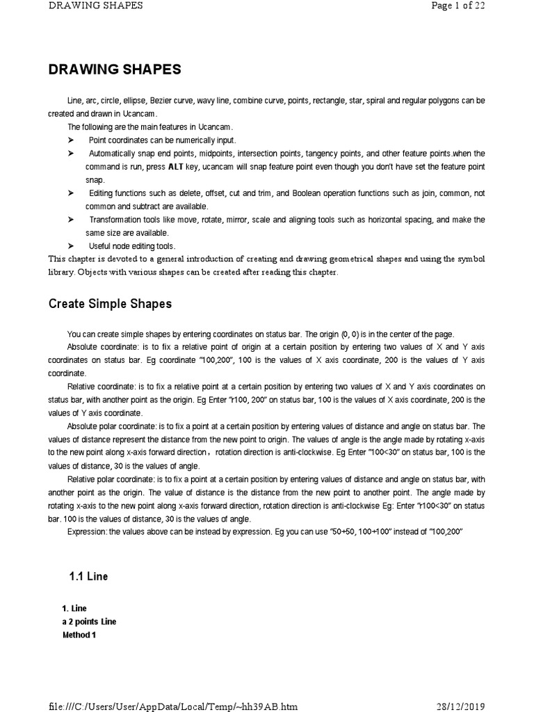 Drawing Geometric Shapes in Ucancam | PDF | Shape | Ellipse