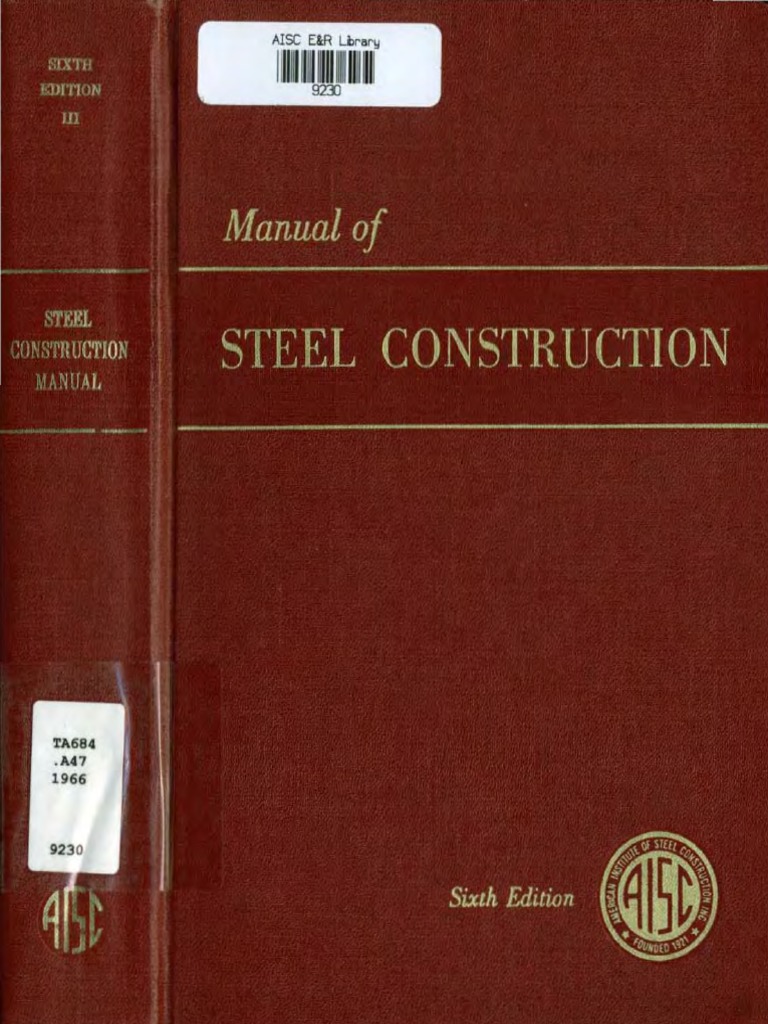 AISC Steel Construction Manual 6th Edition. | PDF | Bending | Beam ...