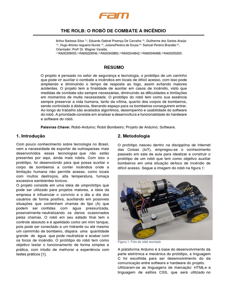 Protótipo de Robô Bombeiro Rolb | PDF | Robótica | Robô