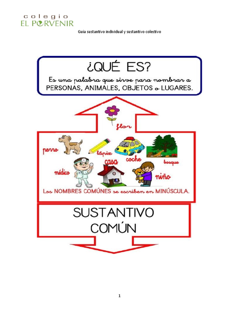 Guía Sustantivo Individual y Sustantivo Colectivo | PDF