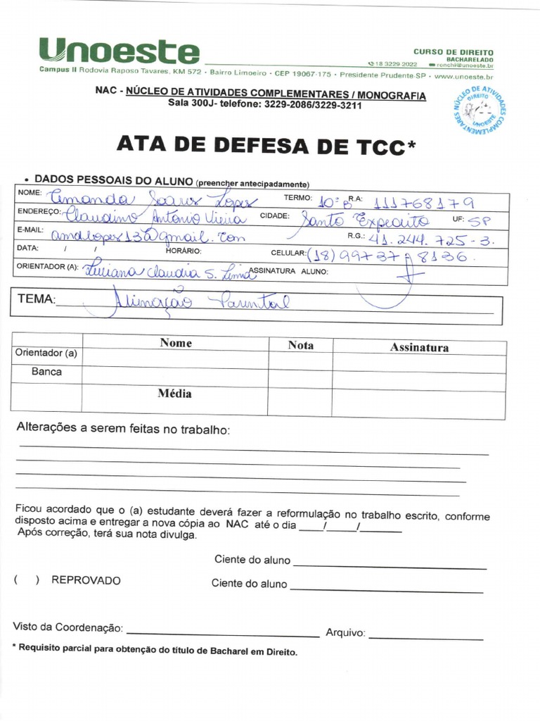 Ata de Defesa de TCC | PDF