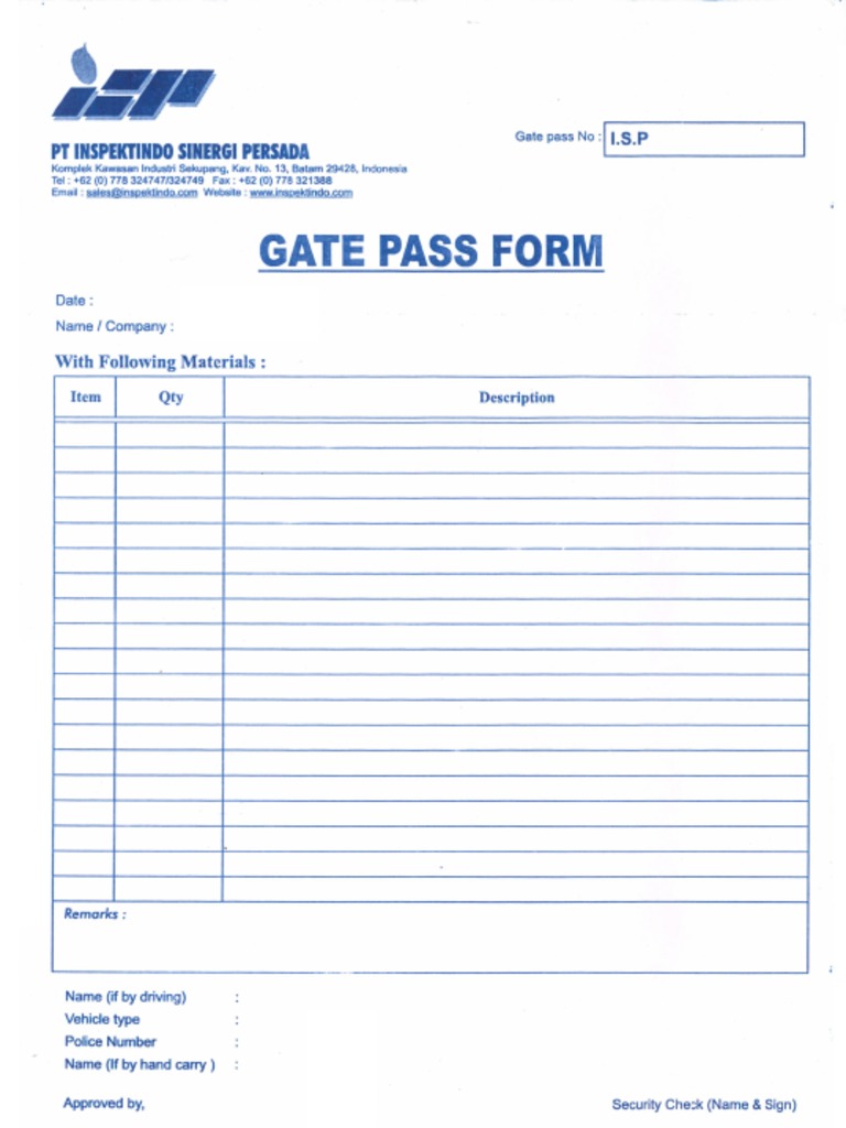 ISP - Gate Pass Form | PDF