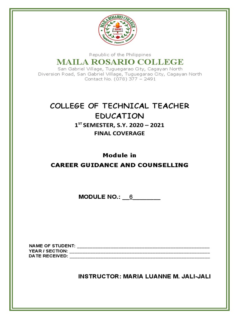 Career Guidance Module Overview | PDF | Mentorship | Goal