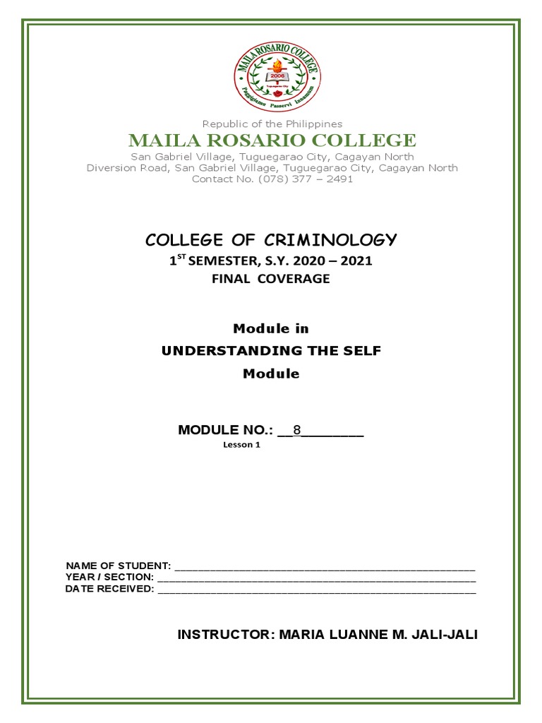 College of Criminology Module 8 Lesson 1 Less Stress More Care | PDF ...