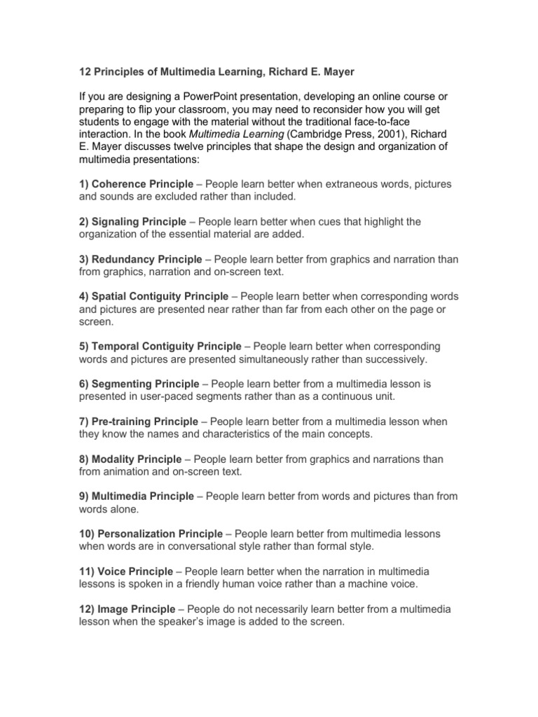 12 Mayer Multimedia Principles-1 | PDF