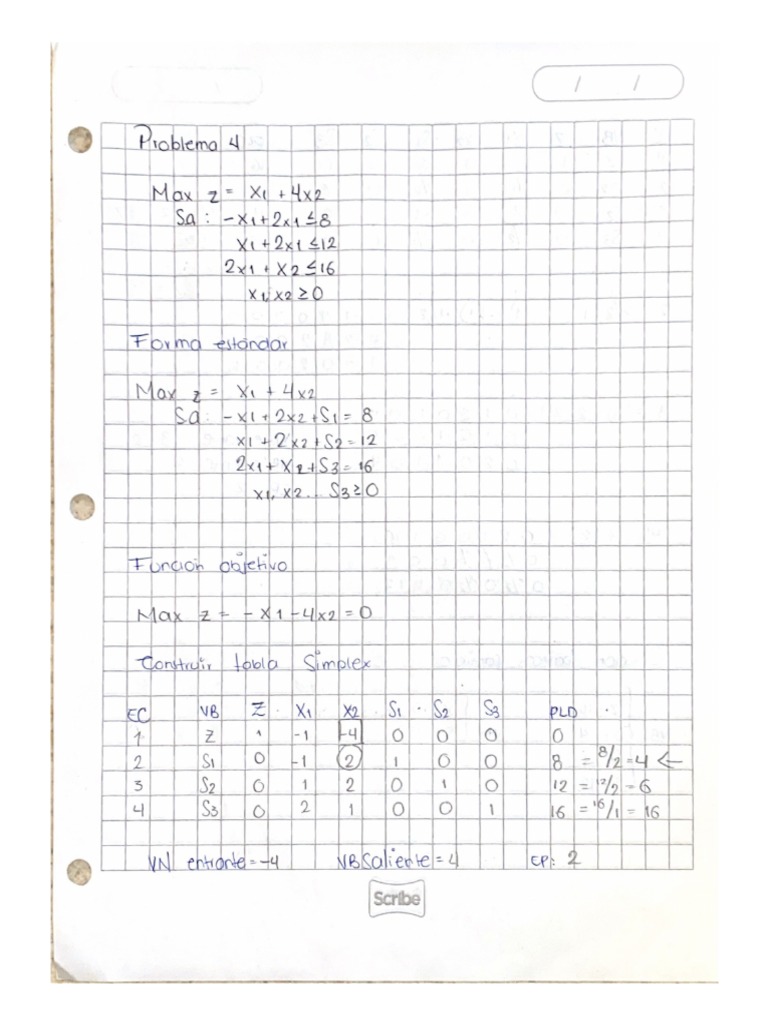 Problema 4 Método Simplex | PDF