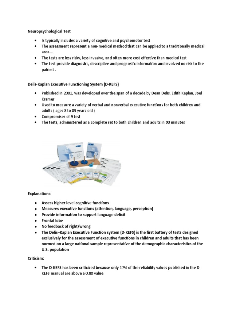 Neuropsychological Test Pdf Psychology Mental Processes