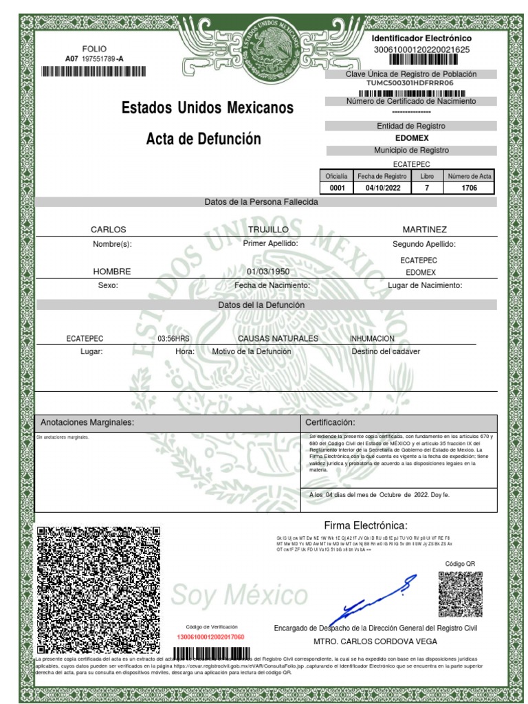 Modelo De Solicitud De Certificado De Defuncion Word Pdf/acta De De Funcion