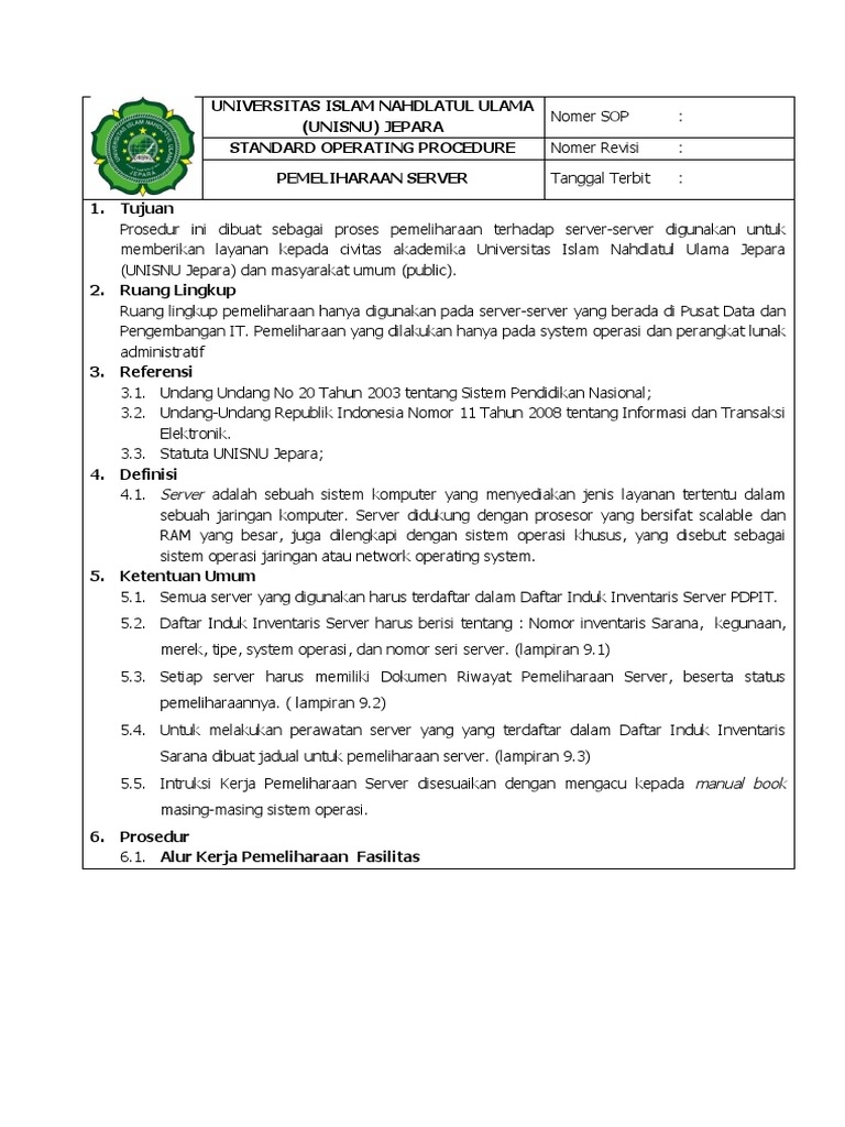 Sop Pemeliharaan Server | PDF