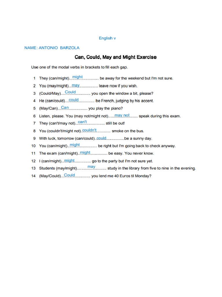 Migth, May, Can, Could | PDF