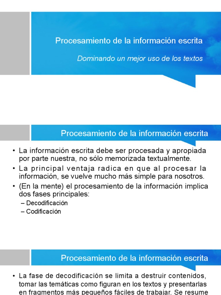 Procesamiento de La Información Escrita | PDF | Información | Ciencia ...