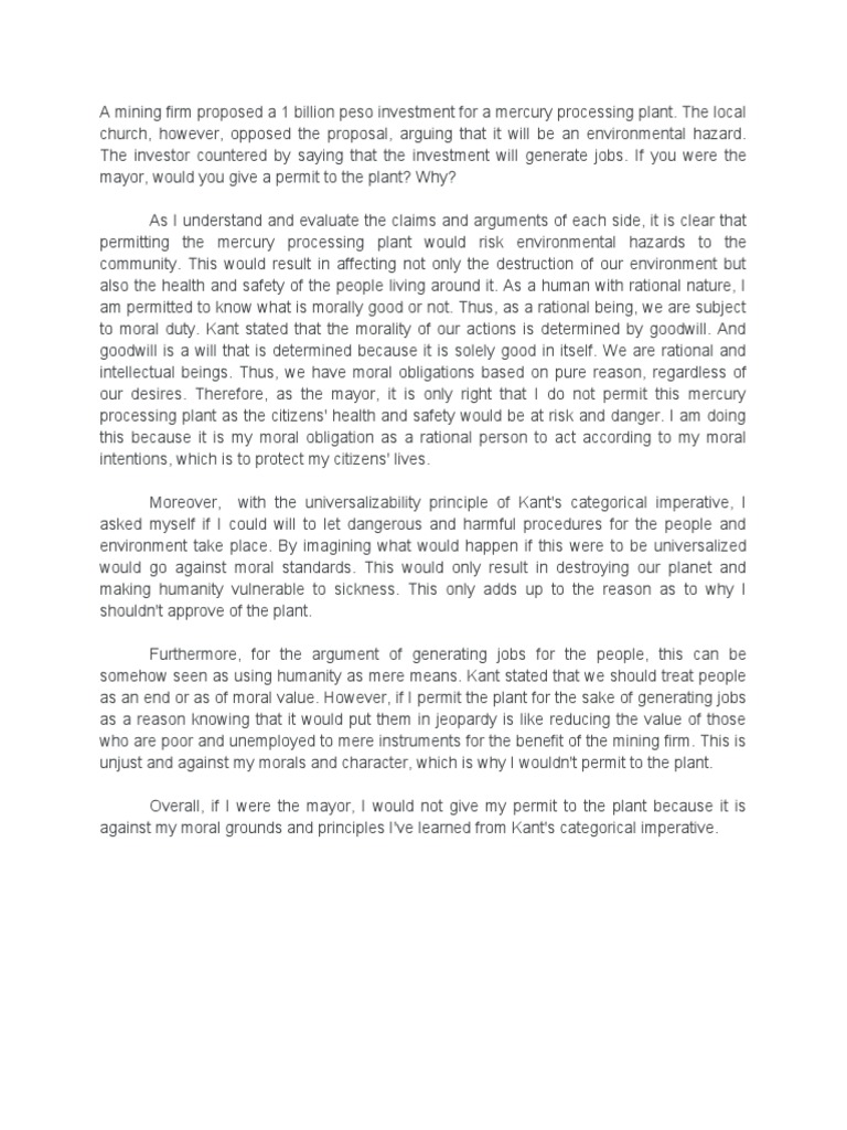 Bangoy - Prelim Exam | PDF | Immanuel Kant | Reason