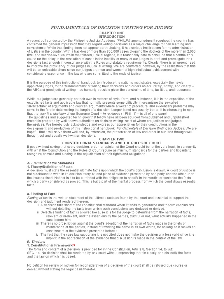 Fundamentals of Decision Writing For Judges | PDF | Lawsuit | Judgment ...