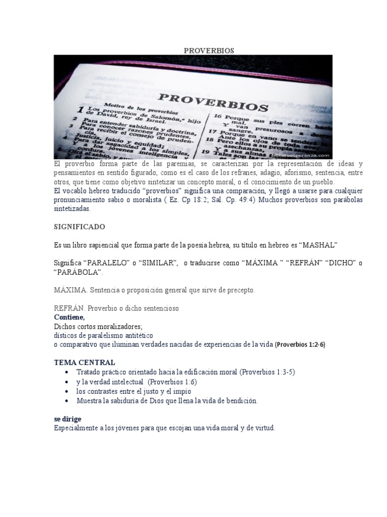 PROVERBIOS | PDF | Libro de proverbios | Valor (ética)