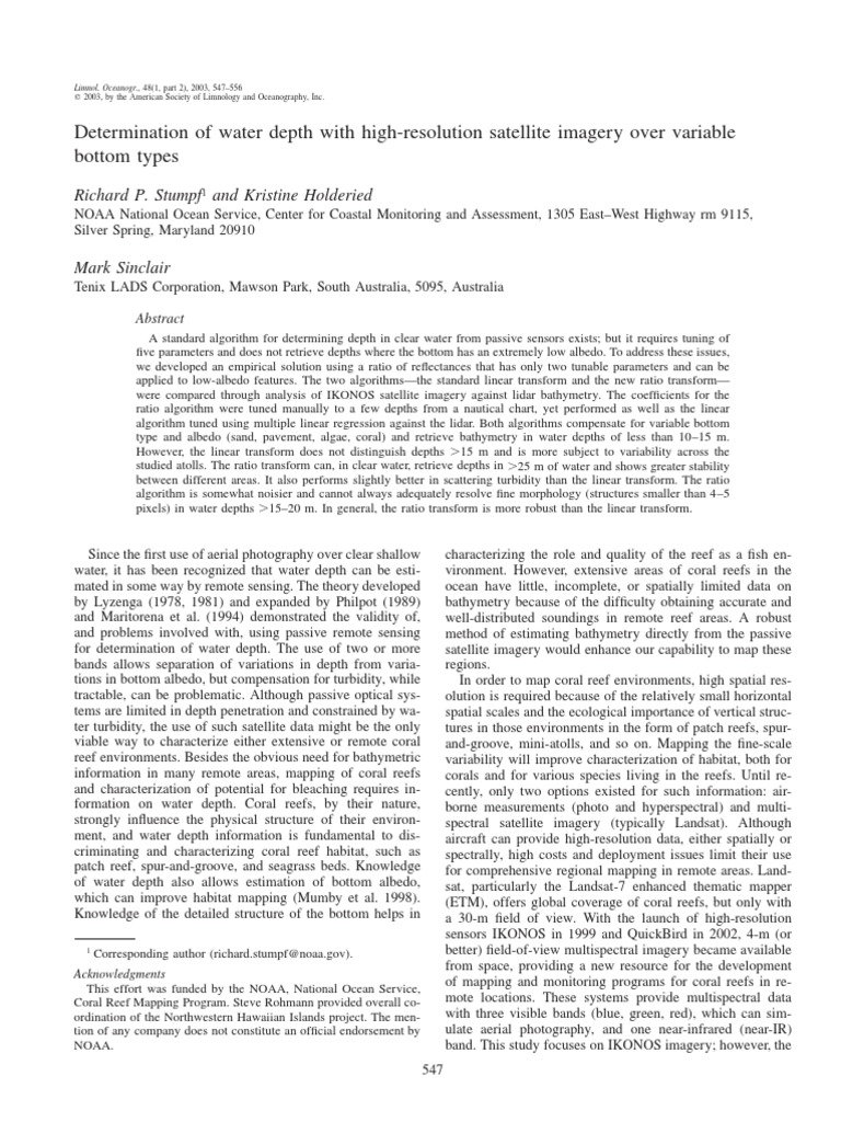 Stumpf Et Al. 2003 | PDF | Coral Reef | Lidar