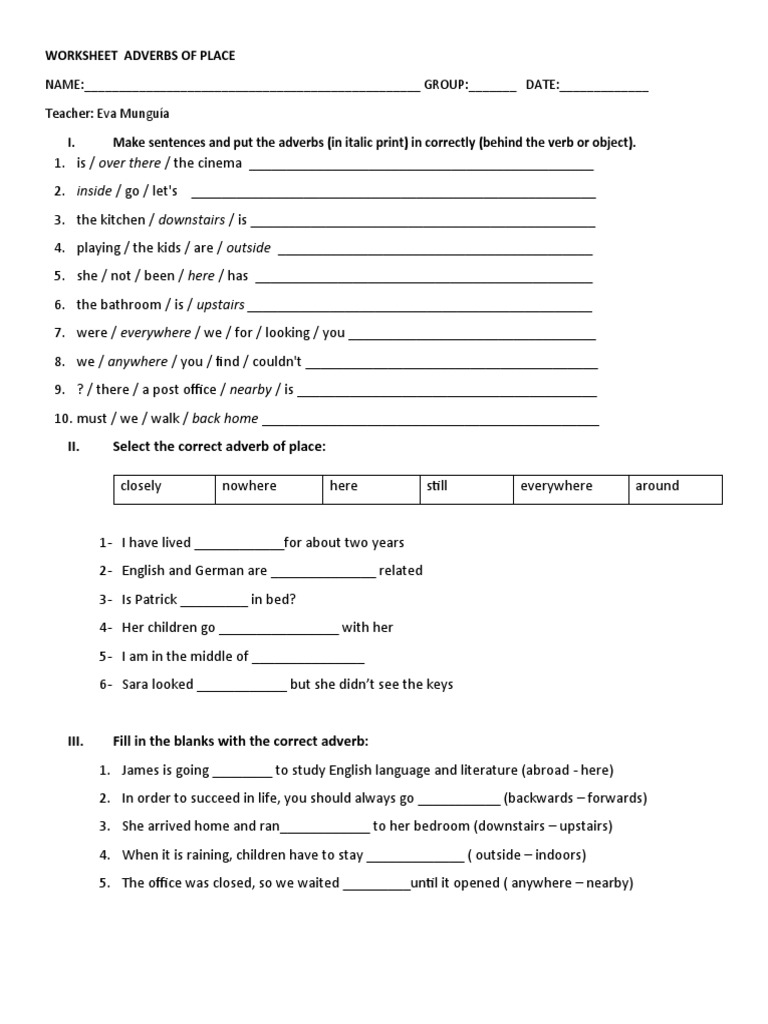 Adverbs of Place | PDF