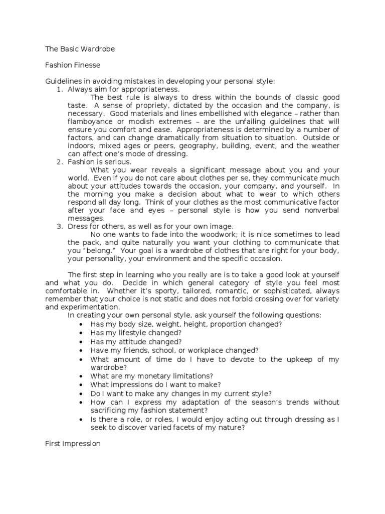 Chapter 3 - The Basic Wardrobe | PDF | Red | Yellow