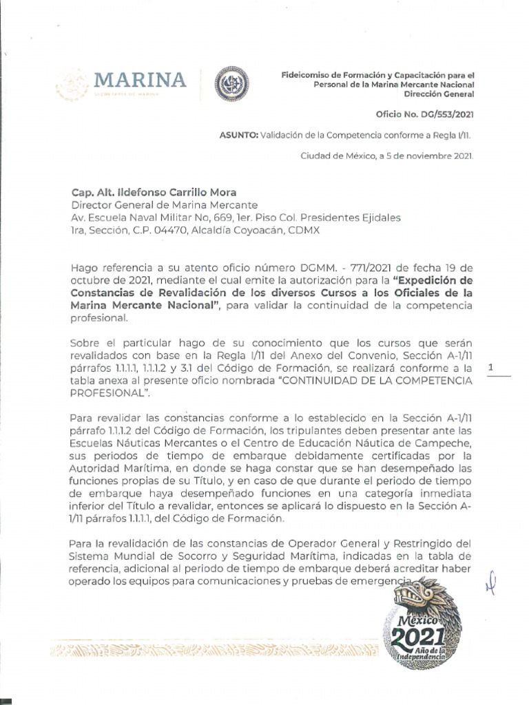 Oficio SEMAR Regulacion para Cert - de Competencia | PDF