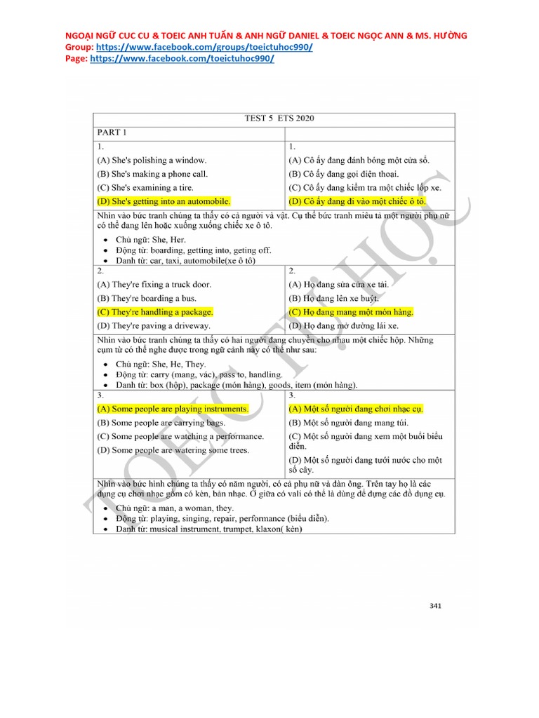GIẢI ETS 2020 Đề 5 - (343-427) | PDF
