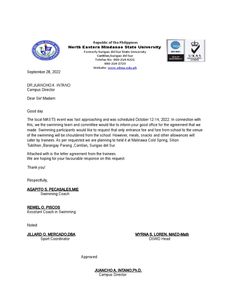 Swimming Letter | PDF