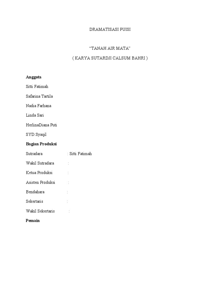 Scenario Puisi TANAH AIR MATA PDF