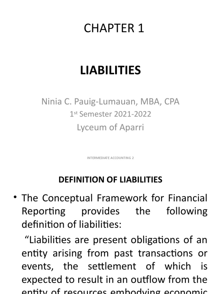 CHAPTER 1 Intermediate 2 | PDF | Refinancing | Current Liability
