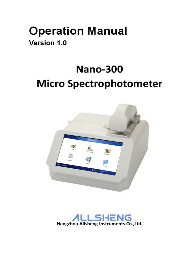 Manual For Nano-300 | Download Free PDF | Absorbance | Ultraviolet ...