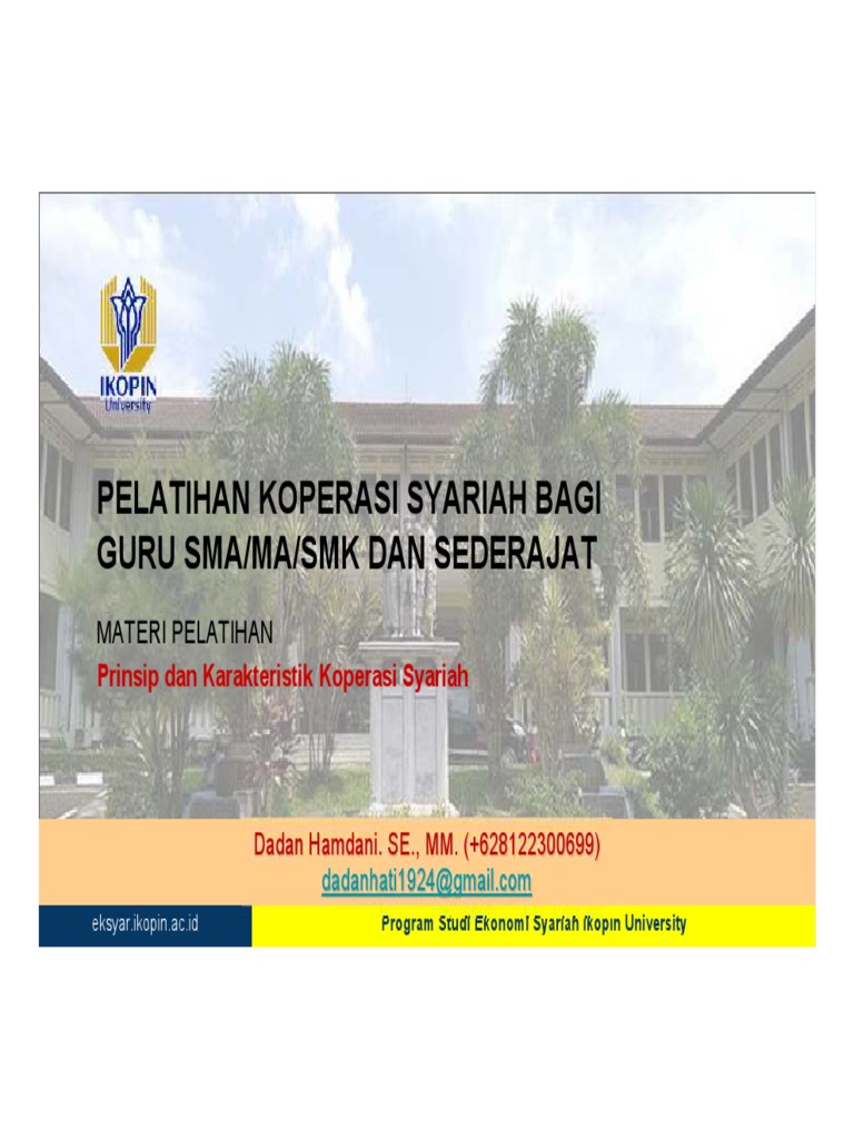 Pa Dadan Hamdani - Prinsip Dan Karakter Koperasi Syariah - Opt | PDF