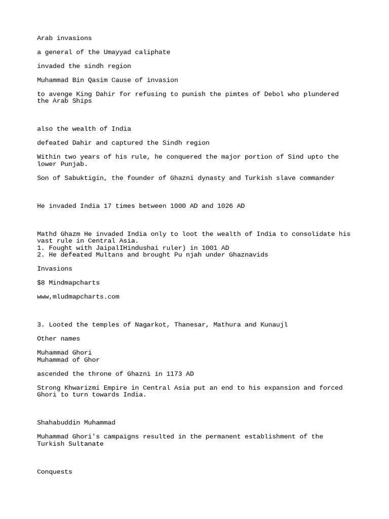 Arab Invasions Mind Map | PDF | Travel | History